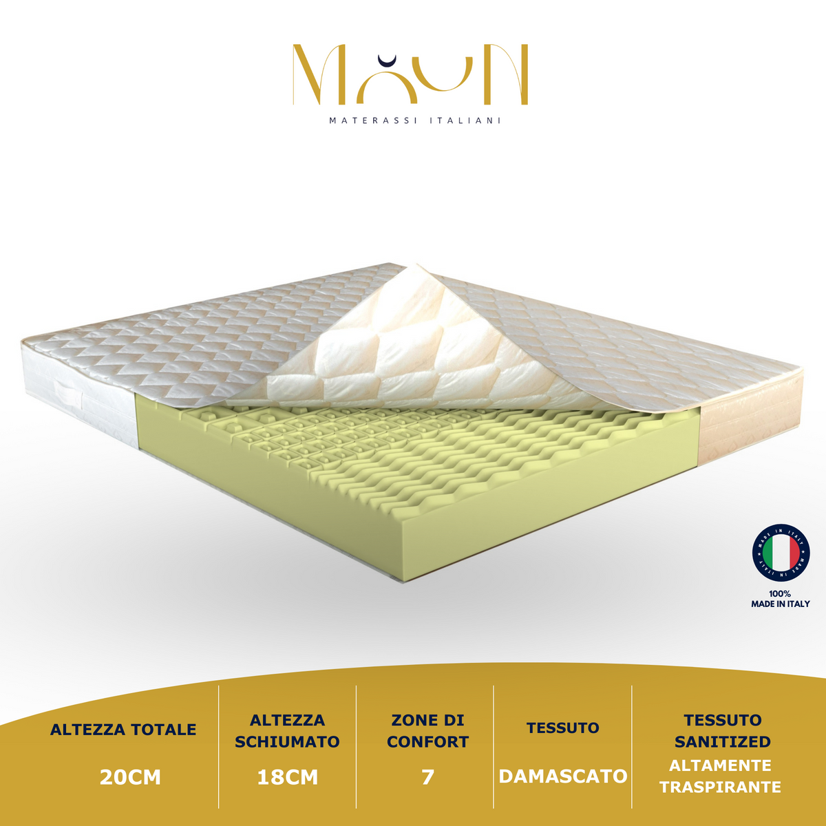 Matelas en mousse d'eau Atena H20 – Muun Materassi Italiani